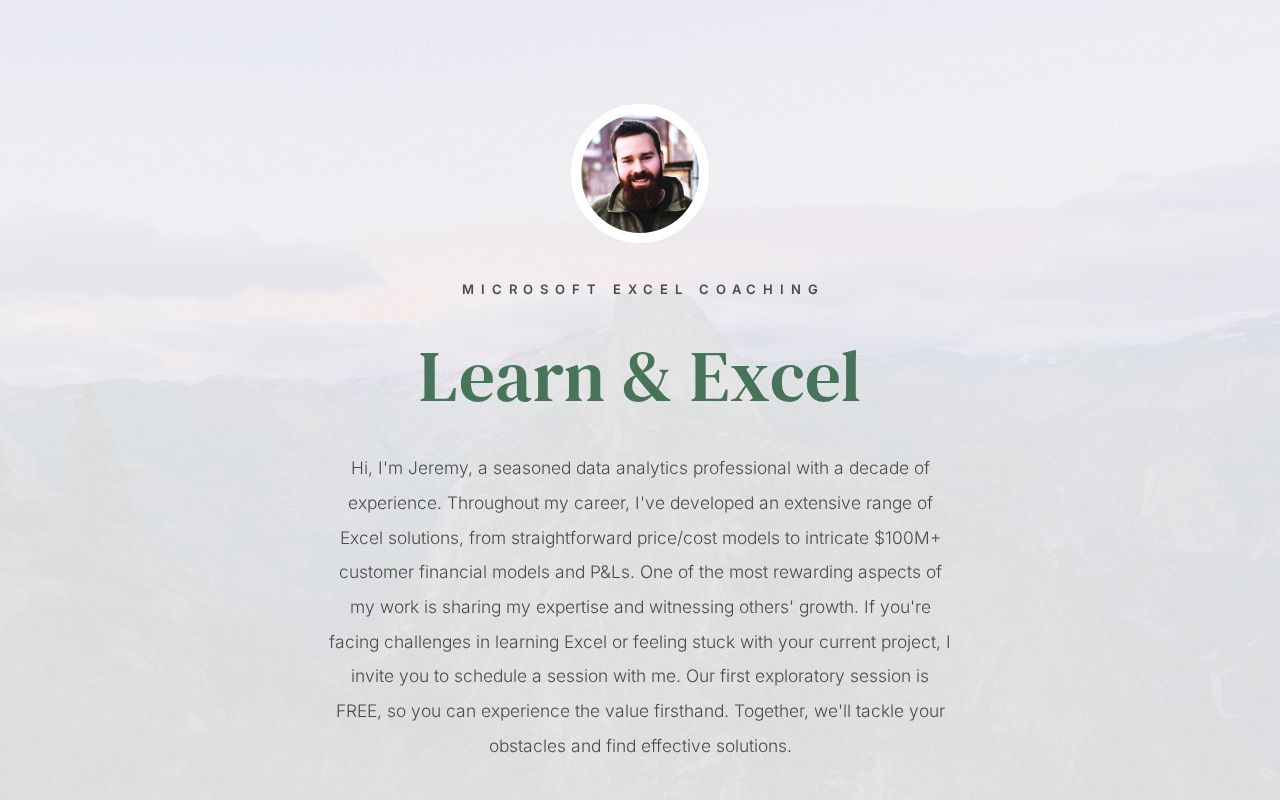 Microsoft Excel Coaching - Jeremy Schilling (copy)